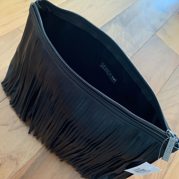 space nk | Bags | Nwt Space Nk Beauty Makeup Bag Clutch Fringe Black ...